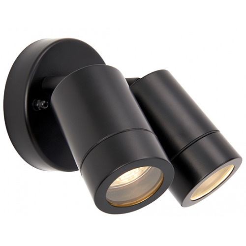 Saxby Lighting 75437 Palin 2lt spot wall IP44 7W (Black) UK