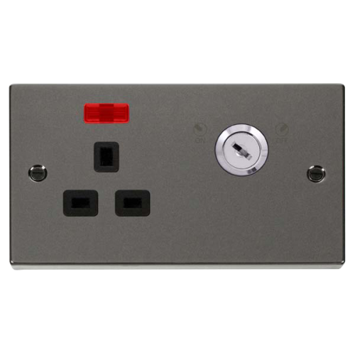 Click VPBN655BK 13A 1G Dp Lockable Skt W Neon Deco Bn Bk UK