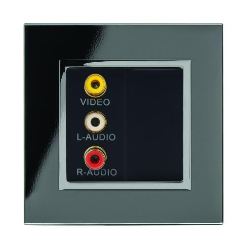Retrotouch Crystal Audio Video Socket (Black CT) 00296 UK