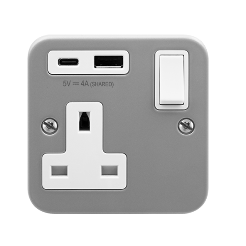 Click Scolmore Metal Clad 13a 1 Gang Switched Safety Shutter Socket ...