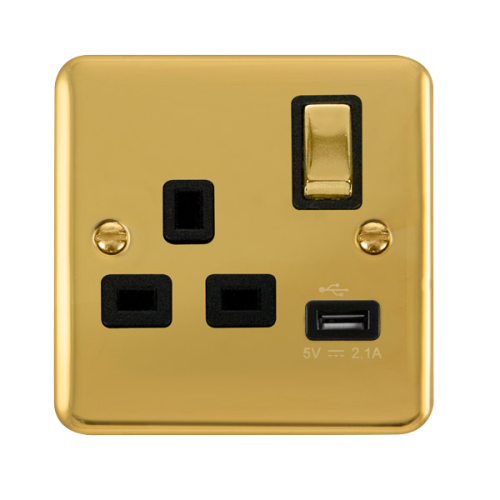 Click Scolmore 13a Ingot 1 Gang Switched Socket With 2.1a Usb Outlet ...