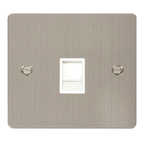 Click FPSS115WH Flat Plate Single Rj11 Telephone Socket Define UK