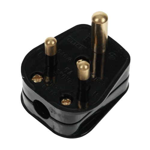 Click PA176 5a Round Pin Plug Black Essentials UK