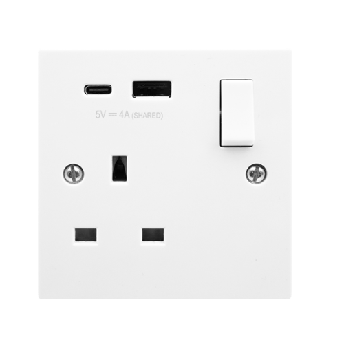 Click Scolmore Polar 13a 1 Gang Switched Safety Shutter Socket Outlet With Type A And C Usb 4a