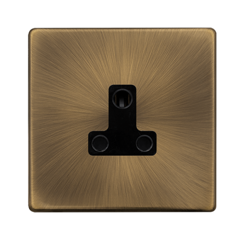 Click Scolmore 5a Round Pin Socket Antique Brass Cover Plate Black Insert Sfab038bk Uk
