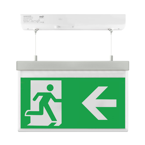 LED 2W Maintained Hanging Exit Sign Legend Left EMD2WMEXHSIGNL UK