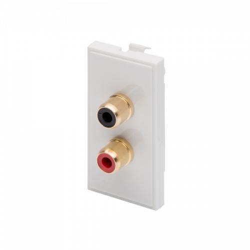 Retrotouch Twin Phono RCA Module 25 x 50mm (White) MOD-09030 UK
