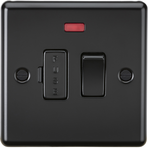 Knightsbridge 13a Switched Fused Spur Unit With Neon Matt Black CL63NMBB UK