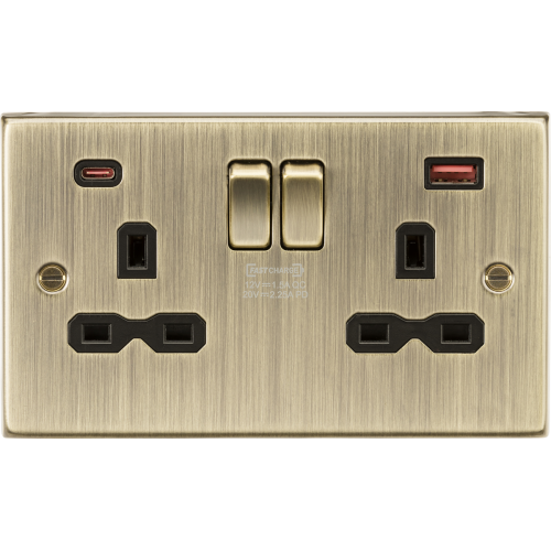 Knightsbridge 13a 2g Dp Switched Socket With Dual Usb Charger A c max ...