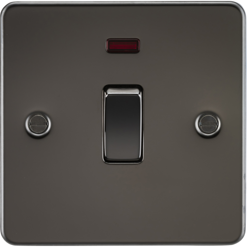 Knightsbridge Flat Plate 20a 1g Dp Switch With Neon Gunmetal FP8341NGM UK