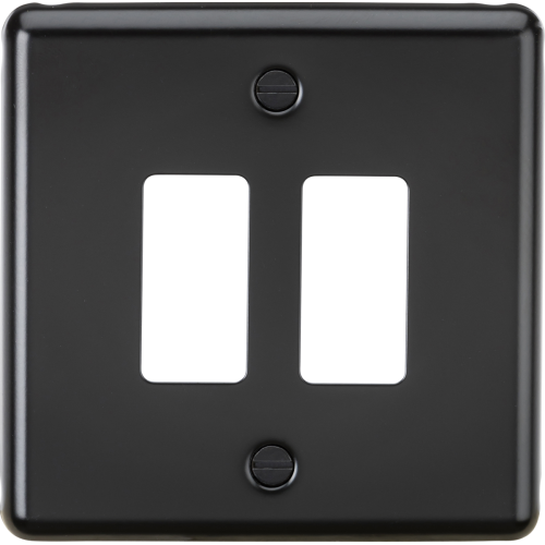 Knightsbridge 2g Grid Faceplate Matt Black GDCL2MB UK