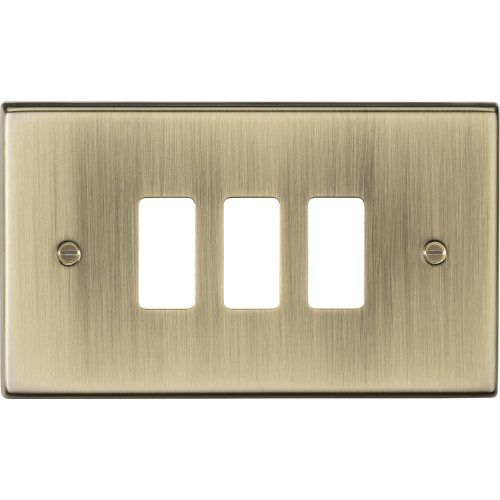 Knightsbridge 3g Grid Faceplate Antique Brass GDCS3AB UK