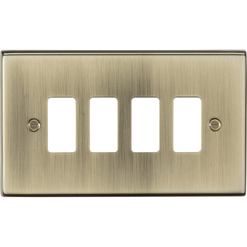 Knightsbridge 4g Grid Faceplate Antique Brass GDCS4AB UK