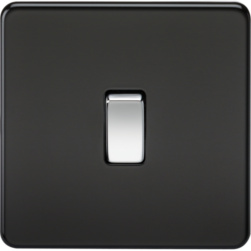 Knightsbridge 20a 1g Dp Switch - Matt Black With Chrome Rocker SF8341MB UK
