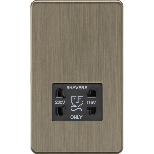 Knightsbridge 115v/230v Dual Voltage Shaver Socket - Antique Brass ...