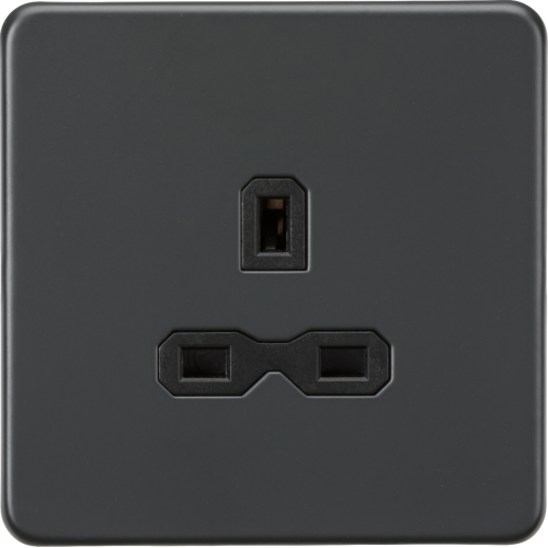 Knightsbridge 13a 1g Unswitched Socket Anthracite With Black Insert ...