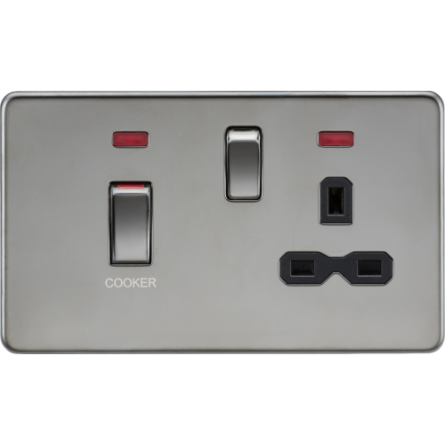 Knightsbridge 45a Dp Switch And 13a Switched Socket With Neons Black ...