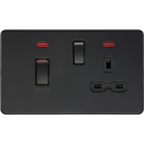 Knightsbridge 45a Dp Switch And 13a Switched Socket With Neons Matt ...