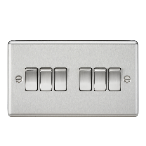 Knightsbridge 10AX 6G 2 Way Plate Switch (Brushed Chrome) CL42BC UK