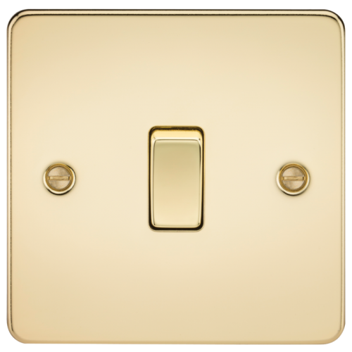 Knightsbridge Flat Plate 10AX 1G 2 Way Switch (Polished Brass) FP2000PB UK