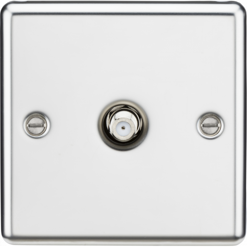 Knightsbridge Sat Tv Outlet Rounded Edge Polished Chrome CL015PC UK
