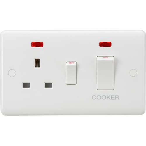 Knightsbridge Curved Edge 45a Dp Cooker Switch And 13a Socket With ...