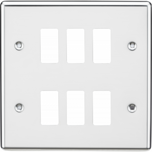 Knightsbridge 6g Grid Faceplate Rounded Edge Polished Chrome GDCL6PC UK