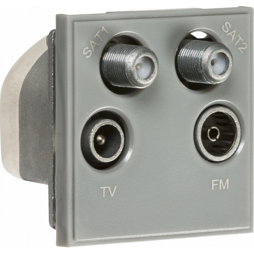 Knightsbridge Quadplexed Sat1 sat2 tv fm Dab Outlet Module 50 X 50mm Grey NETQDGY UK
