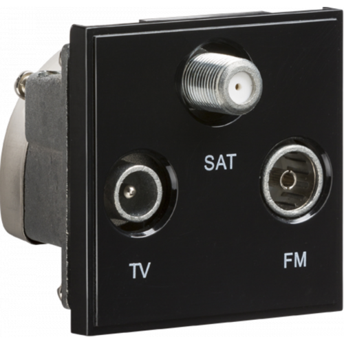 Knightsbridge Triplexed Tv fm Dab Sat Tv Outlet Module 50 X 50mm Black ...