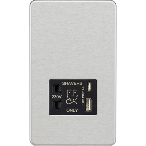 ML ACCESSORIES Shaver Socket With Dual Usb A c (5v Dc 2.4a Shared ...