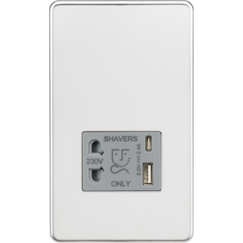 ML ACCESSORIES Shaver Socket With Dual Usb A c (5v Dc 2.4a Shared ...