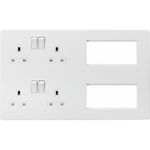 Knightsbridge Screwless Combination Plate Matt White SFR298MW UK