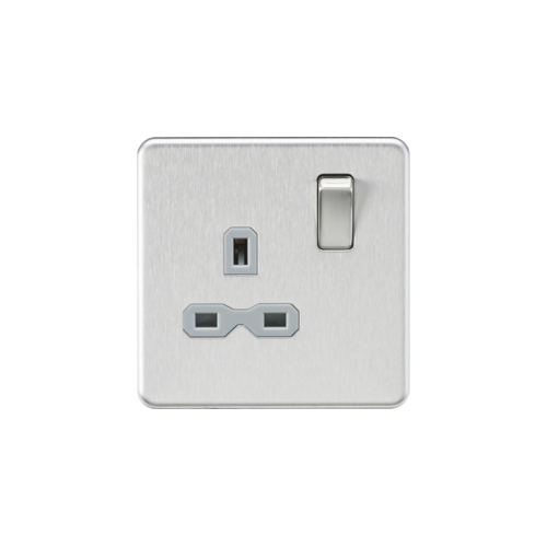 Knightsbridge Screwless 1G DP switched Socket (Brushed Chrome ...