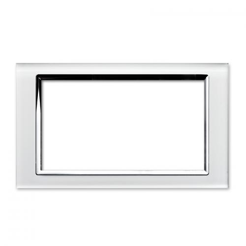Retrotouch Crystal 4 Gang Module Plate White Chrome Trim