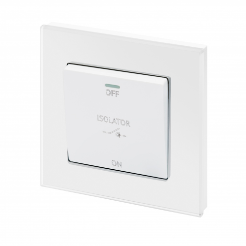 Retrotouch Crystal Glass 10A 3 Pole Fan Isolator Switch (White PG) 01730 UK