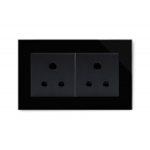 Retrotouch Crystal Double 15a Round Pin Socket (Black PG) 04019 UK