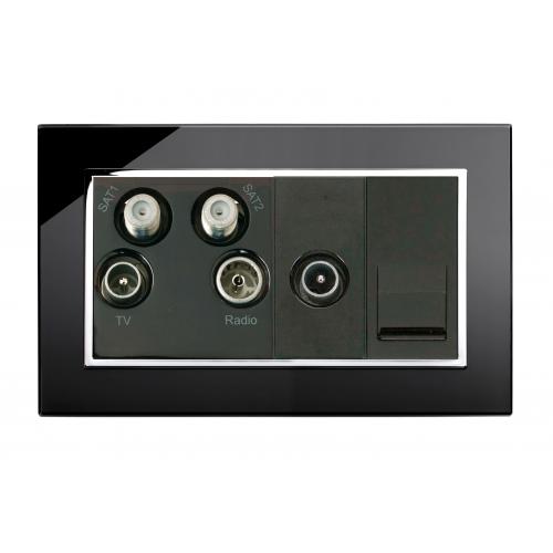Retrotouch Crystal Media Socket (Black CT) 04313 UK