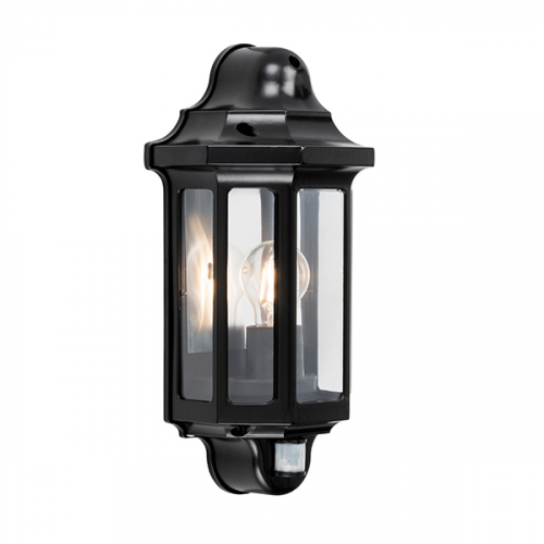 Saxby Lighting 1818PIR Traditional PIR half lantern IP44 60W (Black) UK