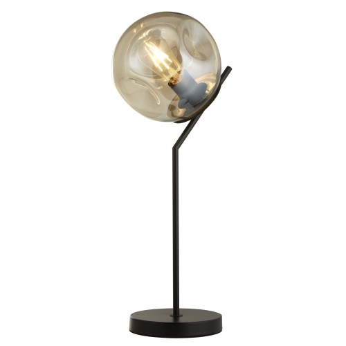 Searchlight Punch Table Lamp Black Metal Champagne Punched Glass 22121 ...