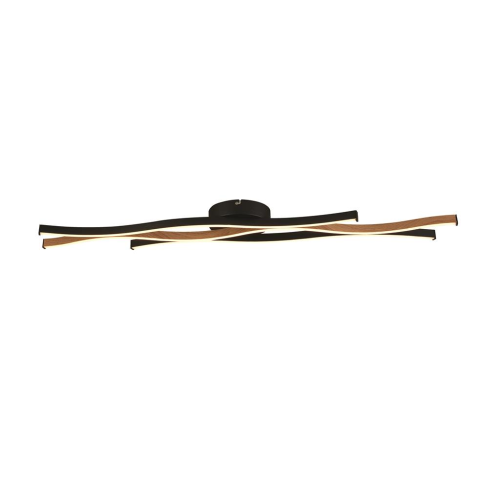 Searchlight Bloom Swirl Led Flush Ceiling Light Black With Wood Effect ...