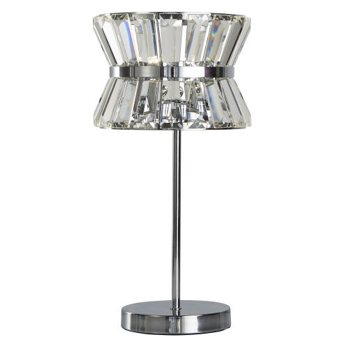 Searchlight Uptown 2lt Table Lamp Chrome Metal Clear Crystal 59411-2CC UK