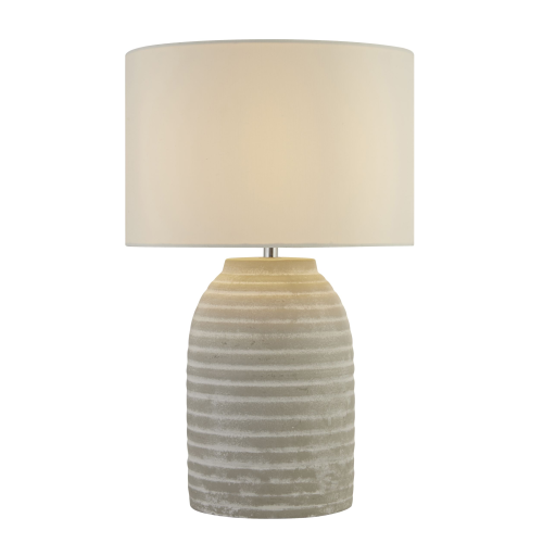 Searchlight X Rib Table Lamp - White & Grey Ceramic & White Fabric ...