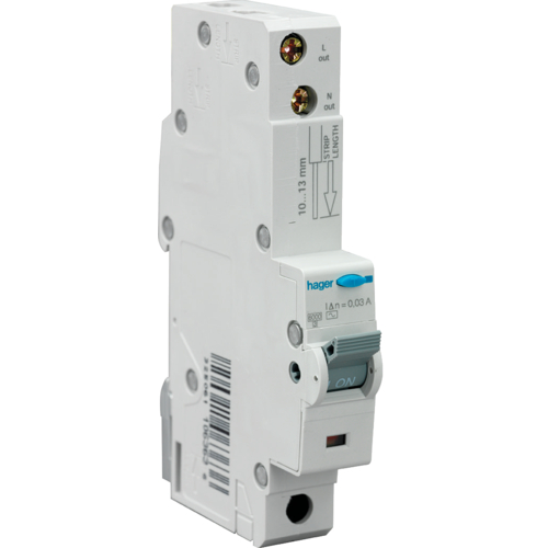 Hager Rcbo 1P 10kA C 20A 30mA Type a 1M (WHITE) ADA170U UK