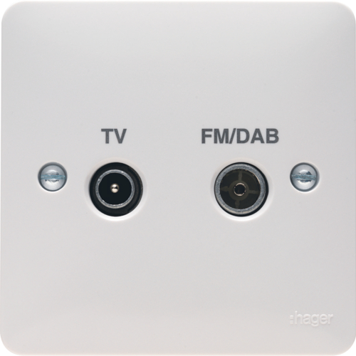 Hager Double TV FM DAB Coaxial Socket (White) WMDX UK