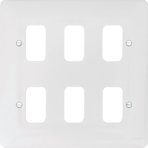 Hager 6 Gang White Moulded Grid Plate (White) WMGP6 UK