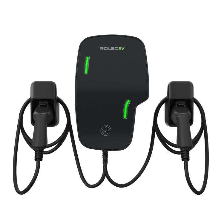Rolec Zura Type 2 Dual 5m Tethered 7.4Kw TruePEN 4G / Wi-Fi EV Charger ...